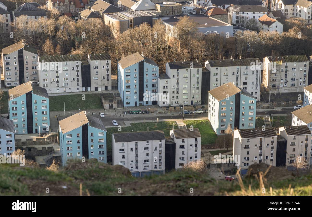 Edinburgh, Scotland - Jan 17, 2024 - Aerial view of modern apartment ...