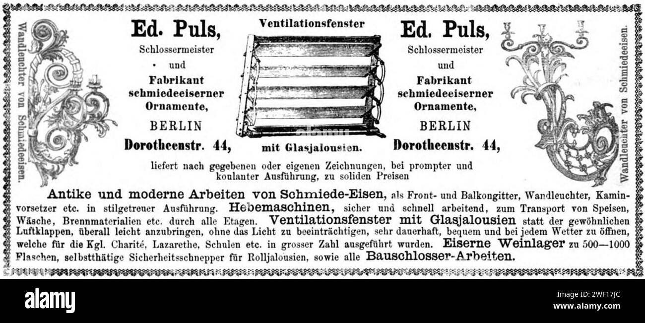 Anzeige Ed. Puls 1870-2 Stock Photo - Alamy