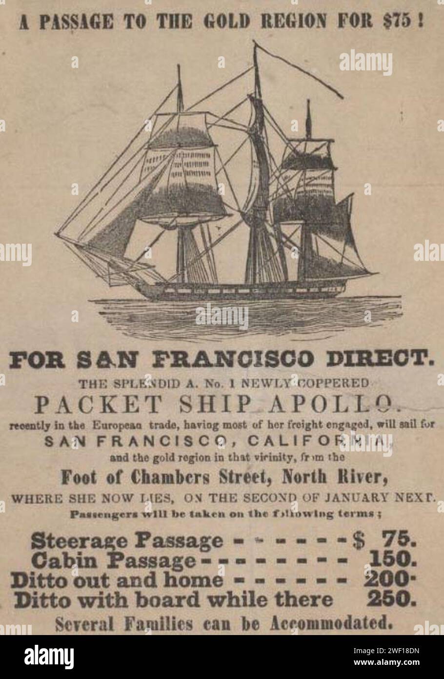 APOLLO Gold-rush-packet-ship card Stock Photo - Alamy