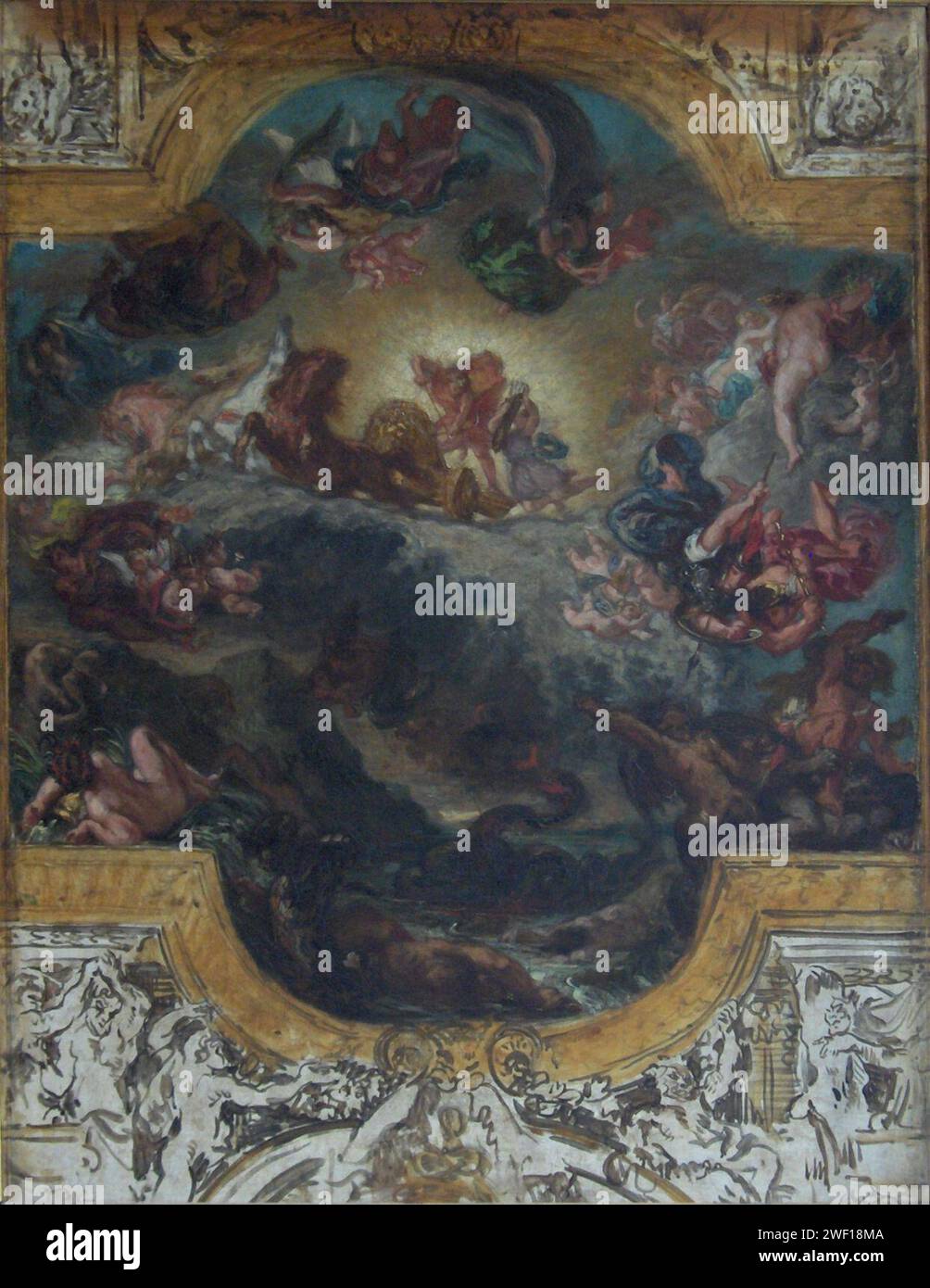 Apollo, victor of the snake Python (Eugène Delacroix Stock Photo - Alamy