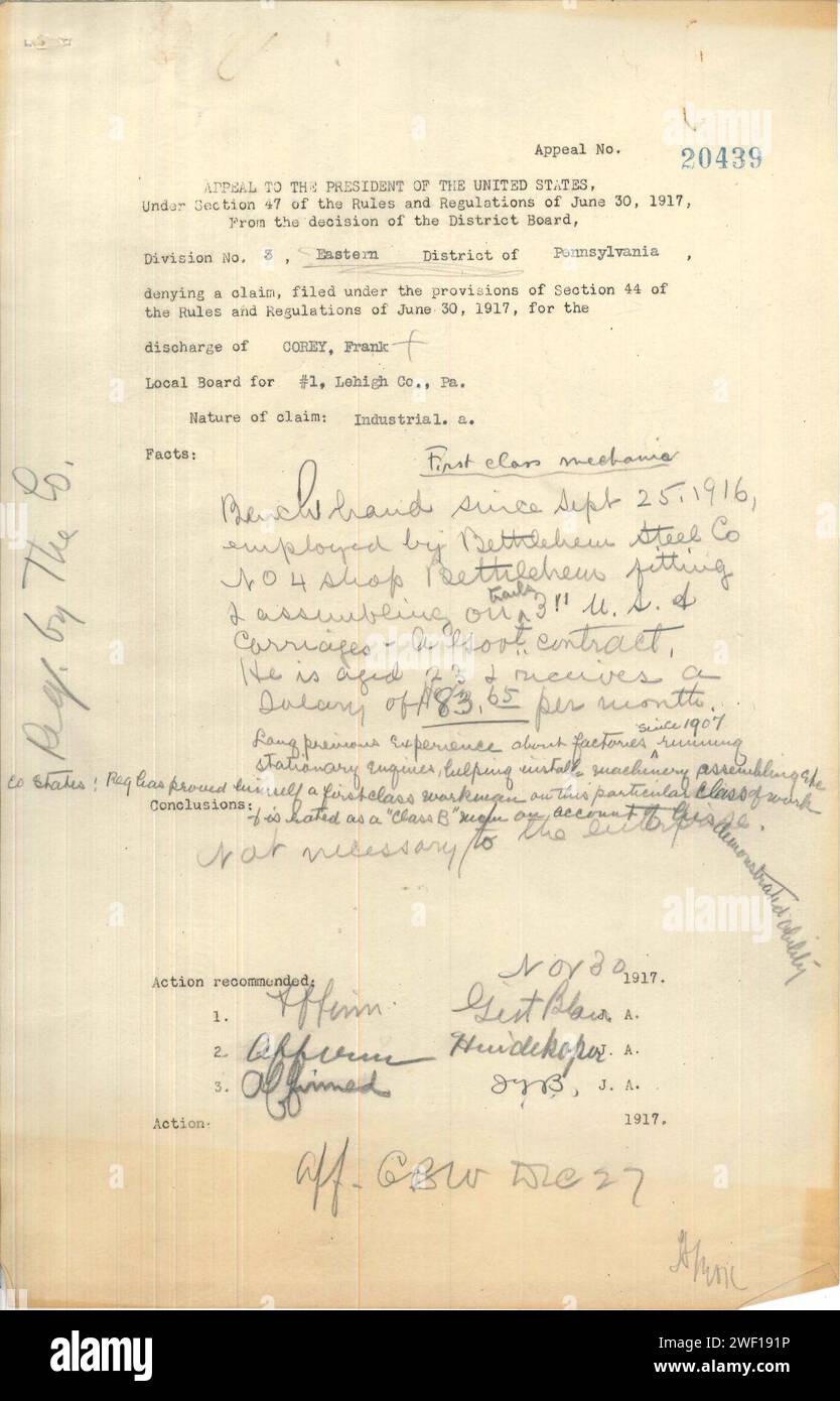 Appeal to the President of the United States for Frank Corey Stock ...