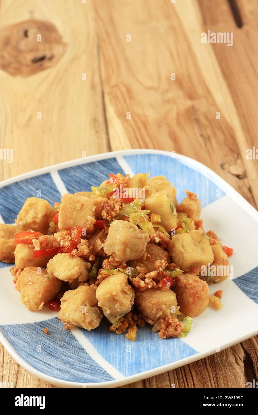 Tahu Cabe Garam or Salt and Pepper Tofu, Crispy Cubed Deep Fried Tofu ...