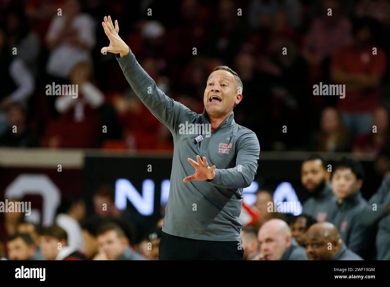 Texas Tech head coach Grant McCasland directs his team during the first ...
