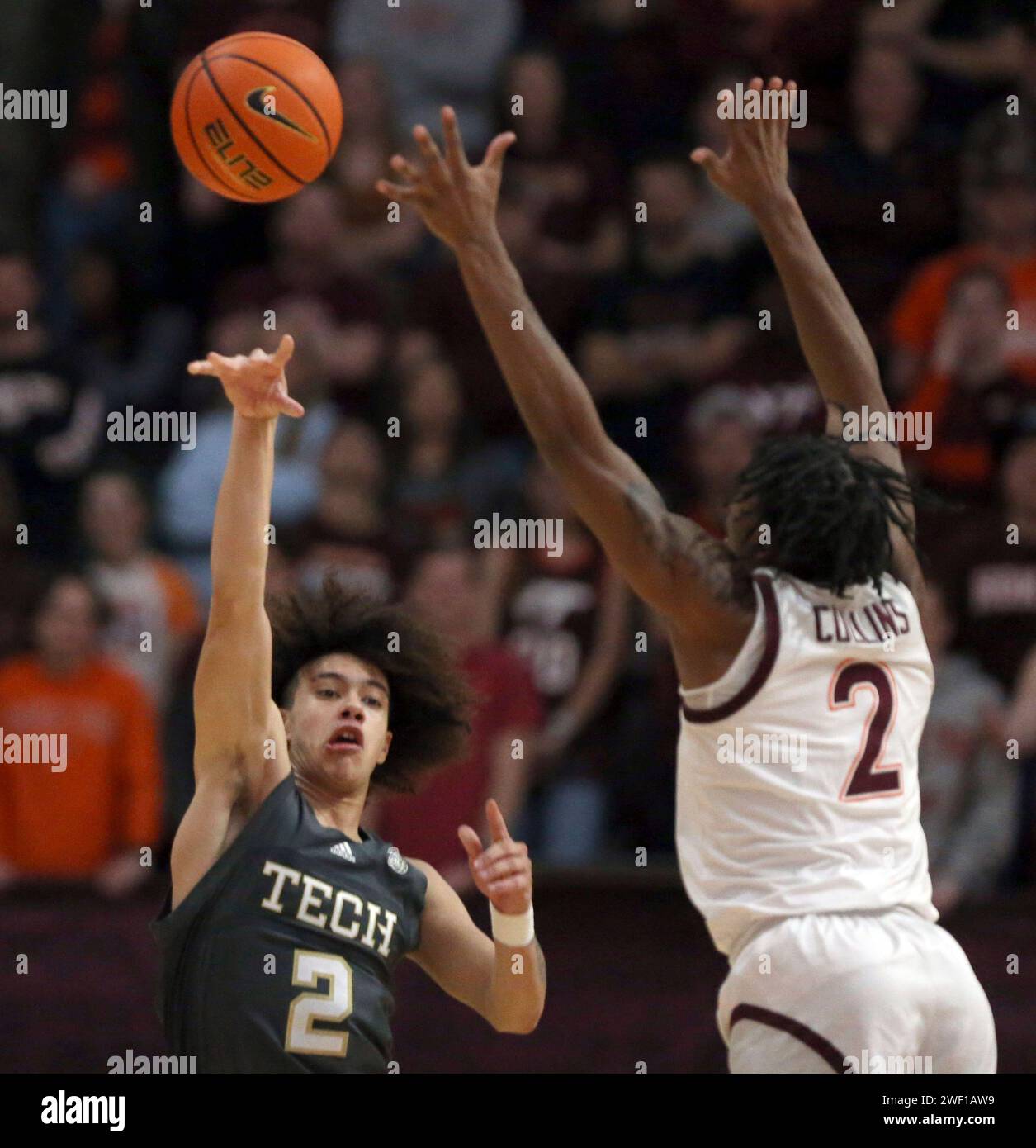Georgia Tech's Naithan George (2) passes after getting a turnover from ...