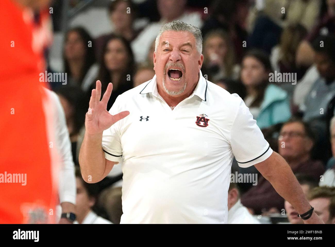 Auburn Head Coach Bruce Pearl Calls Out To His Team During The First