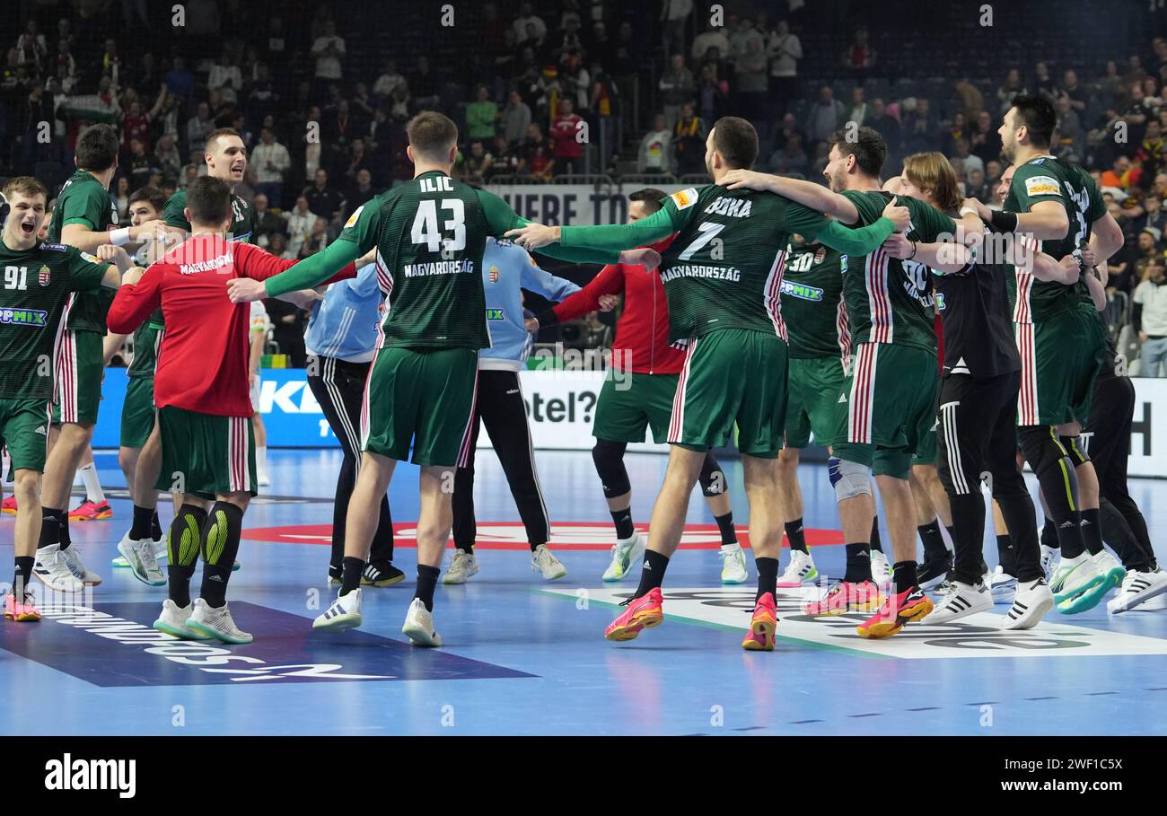 Celebration Victory Hungary during the Men's EHF Euro 2024, Placement ...
