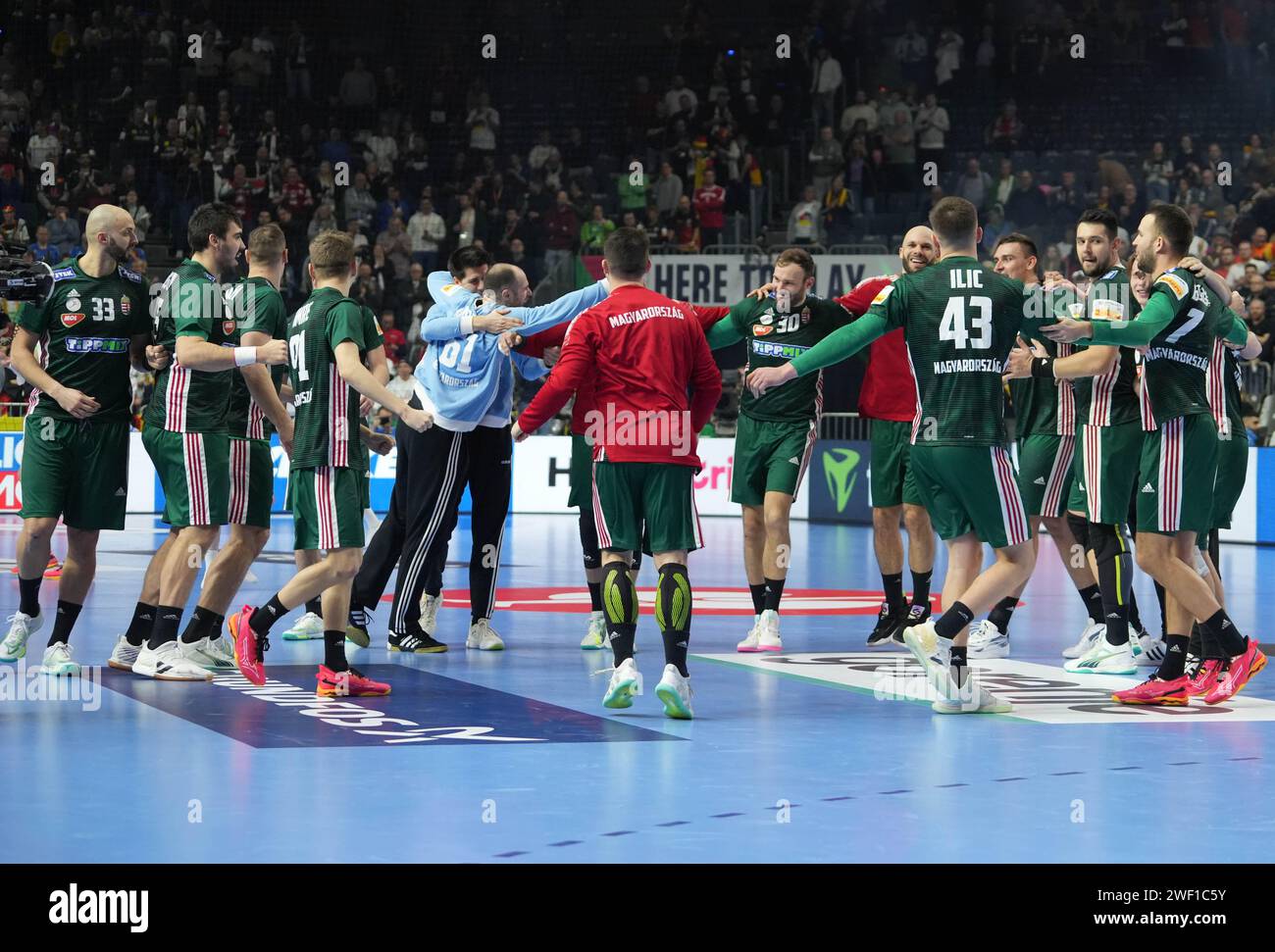 Celebration Victory Hungary during the Men's EHF Euro 2024, Placement ...