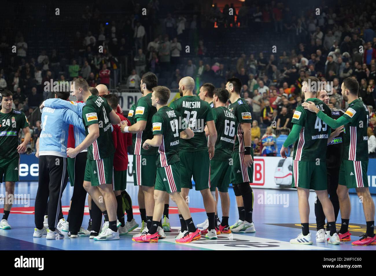 Celebration Victory Hungary during the Men's EHF Euro 2024, Placement ...