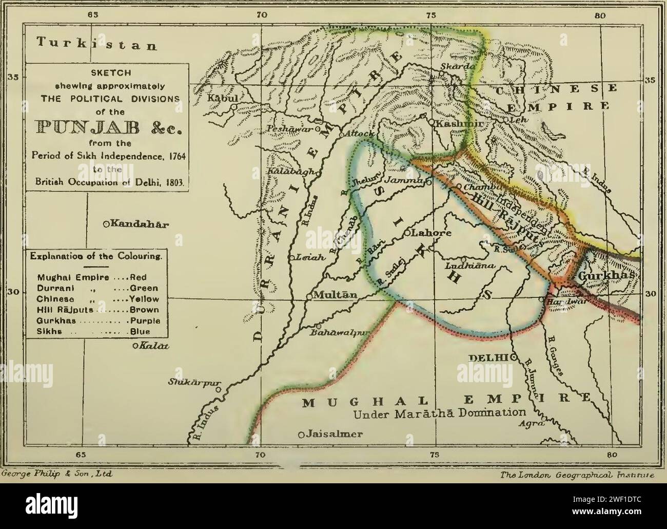 Approximate political map of Punjab from 1764–1803 by Joseph Davey ...