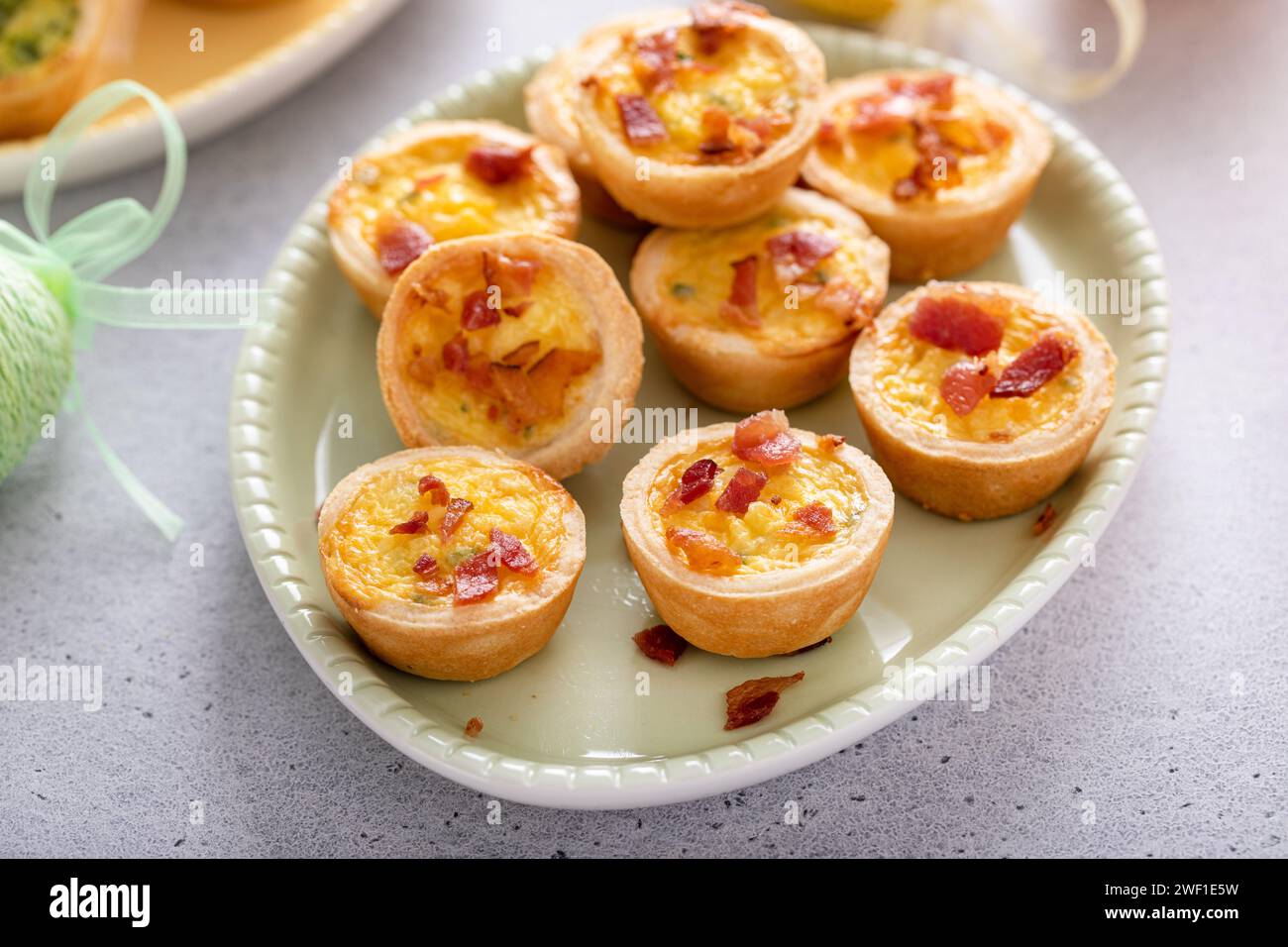 Mini quiches with ham and cheese topped with crispy bacon, ideas for ...