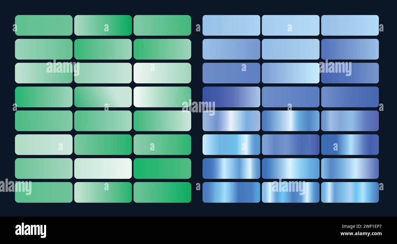 Vibrant modern blue and green gradient swatches vector set. for screen ...