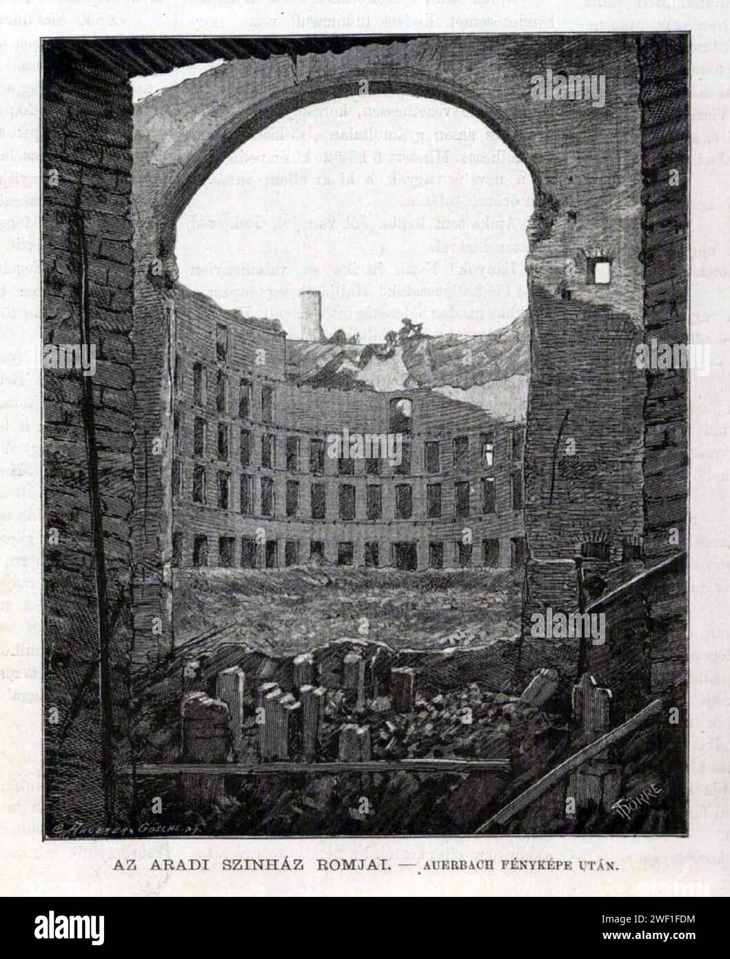 Aradi színház romjai. Vasárnapi Ujság, 1883 Stock Photo - Alamy