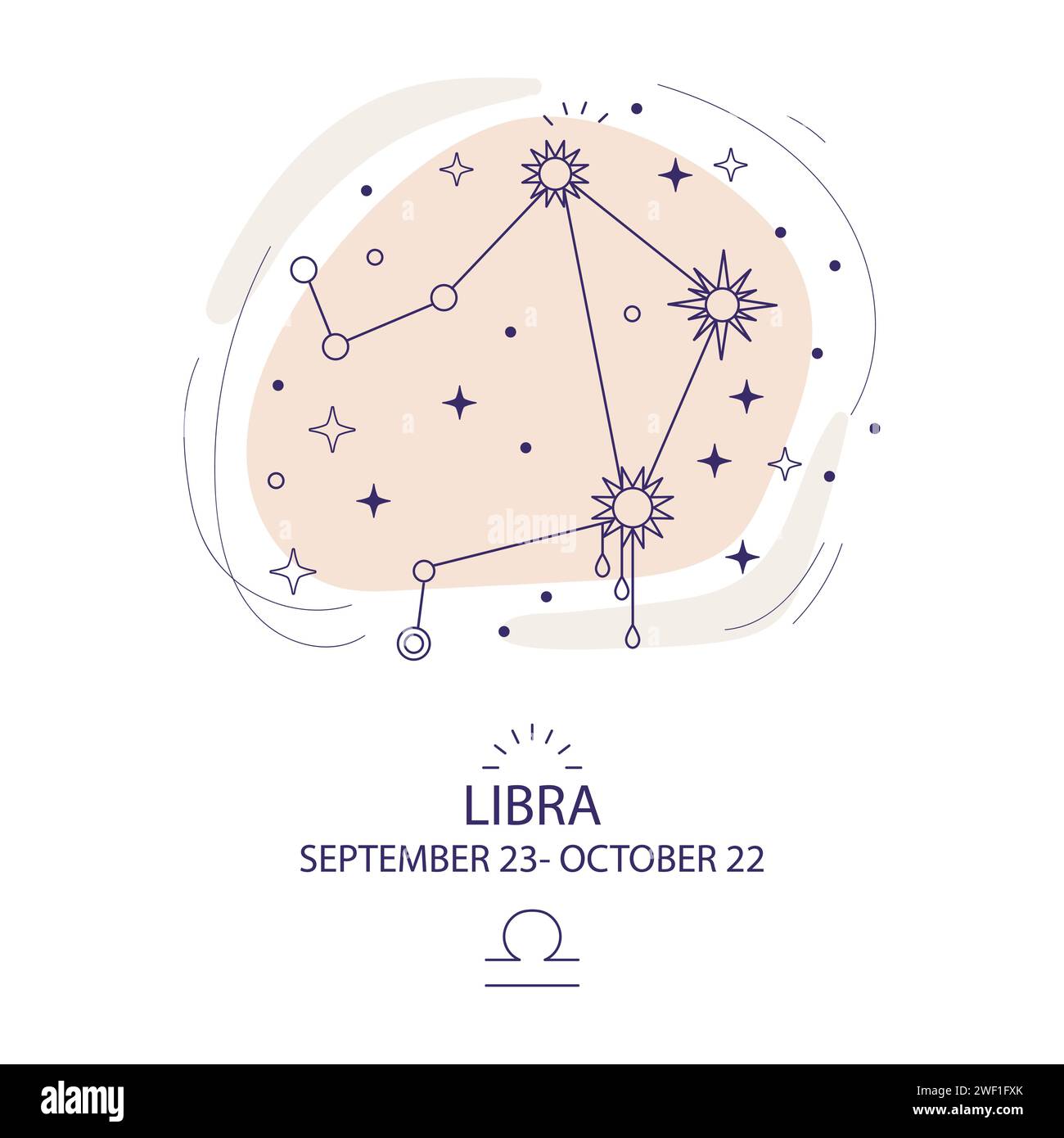 Libra Zodiac Constellation of stars in trendy minimal style ...