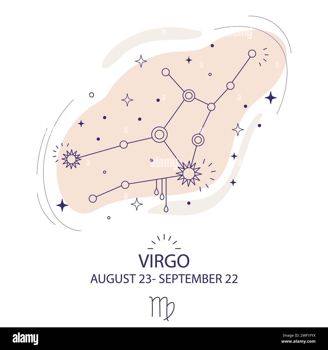 Virgo Zodiac Constellation of stars in trendy minimal style ...