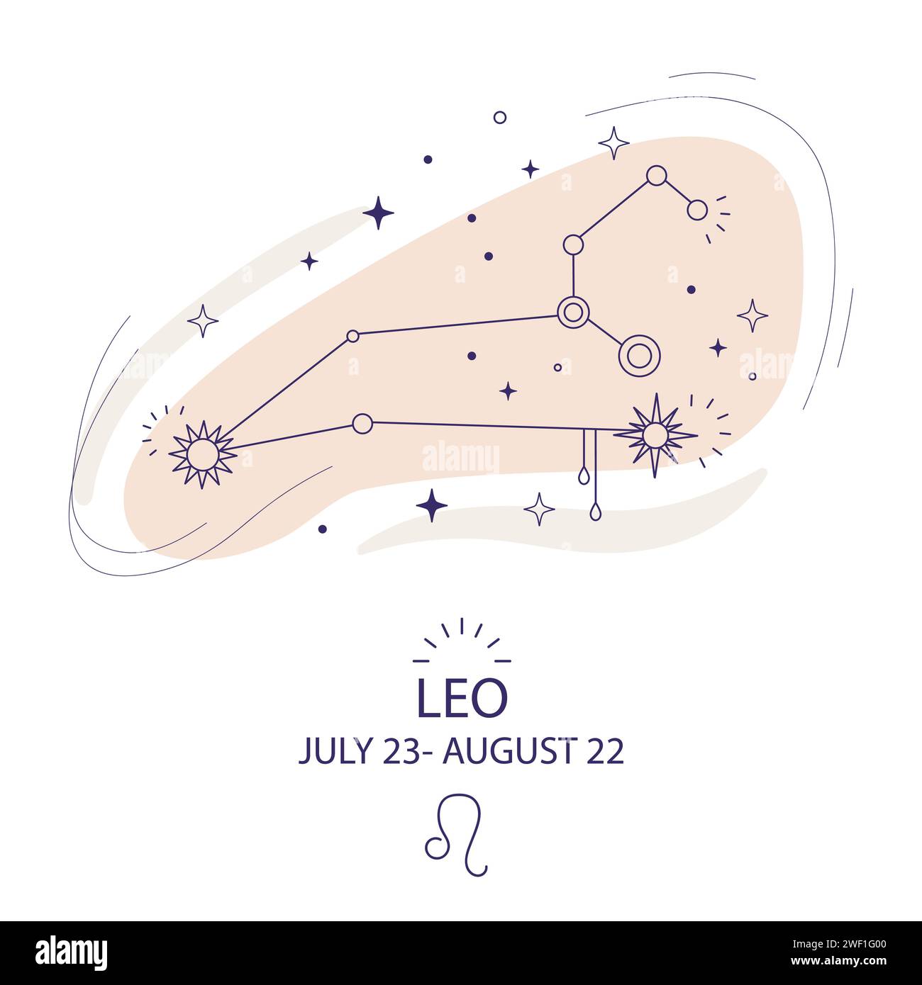 Leo Zodiac Constellation of stars in trendy minimal style ...