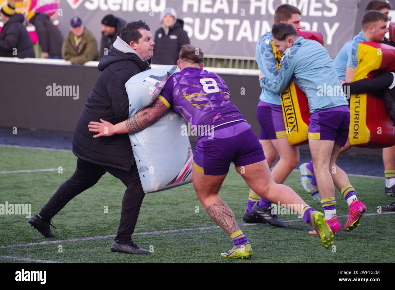 Newcastle upon Tyne, 27 January 2024. Newcastle Thunder warming up ...