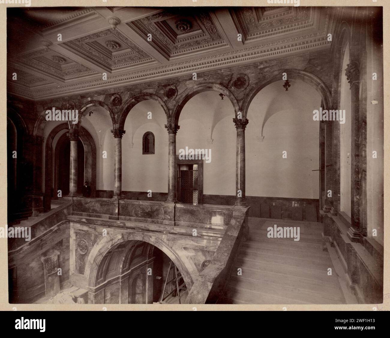 Arcade and staircase, construction of the McKim Building, by McKim ...
