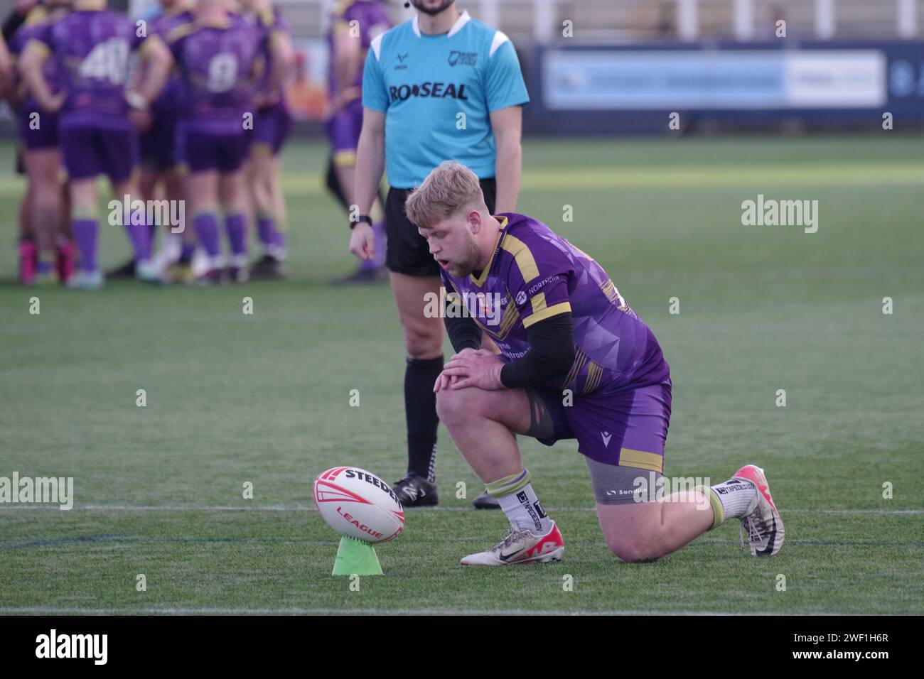 Newcastle upon Tyne, 27 January 2024. Tyler Hepple lining up a kick for ...