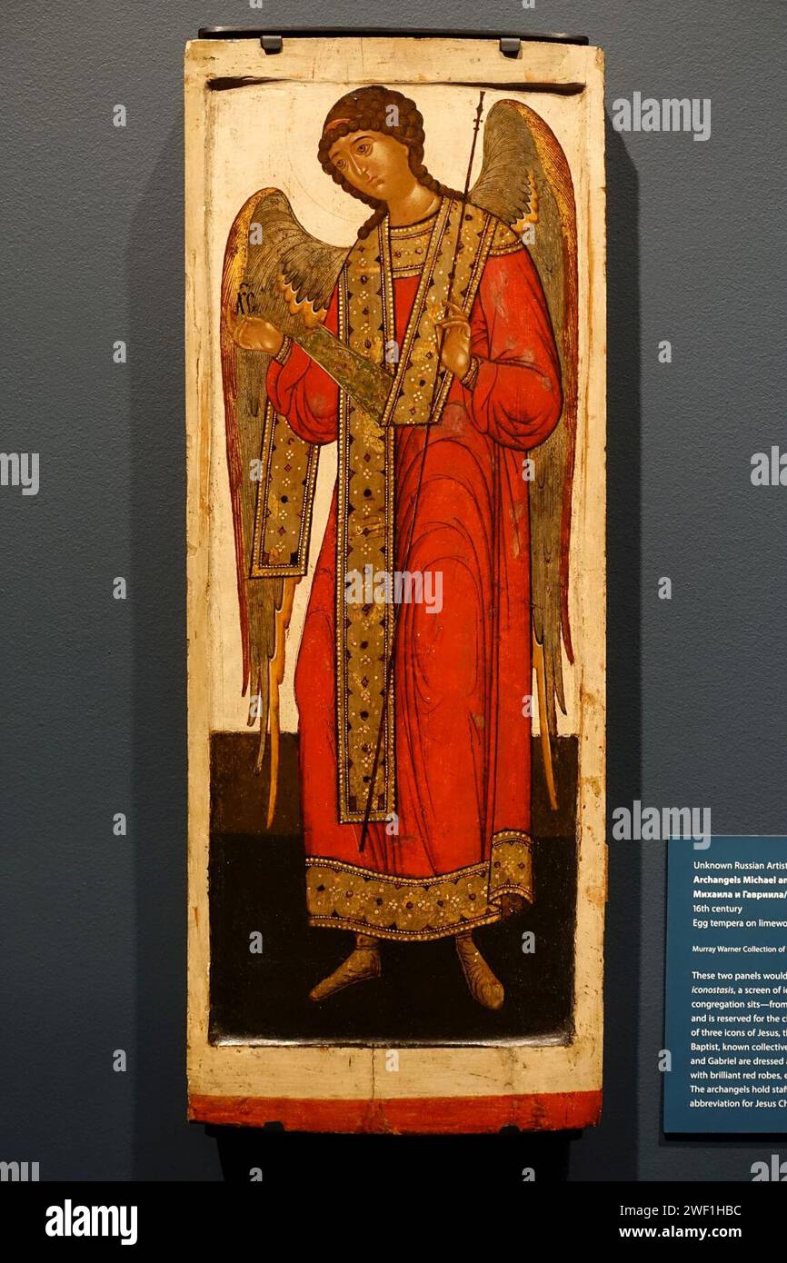 Archangel Gabriel, Novgorod School, 1500s, egg tempera on limewood ...