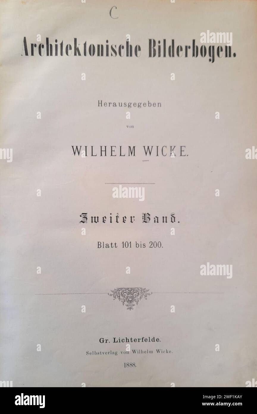Architektonische Bilderbogen von Wilhelm Wicke, Blatt 100c Titelblatt ...