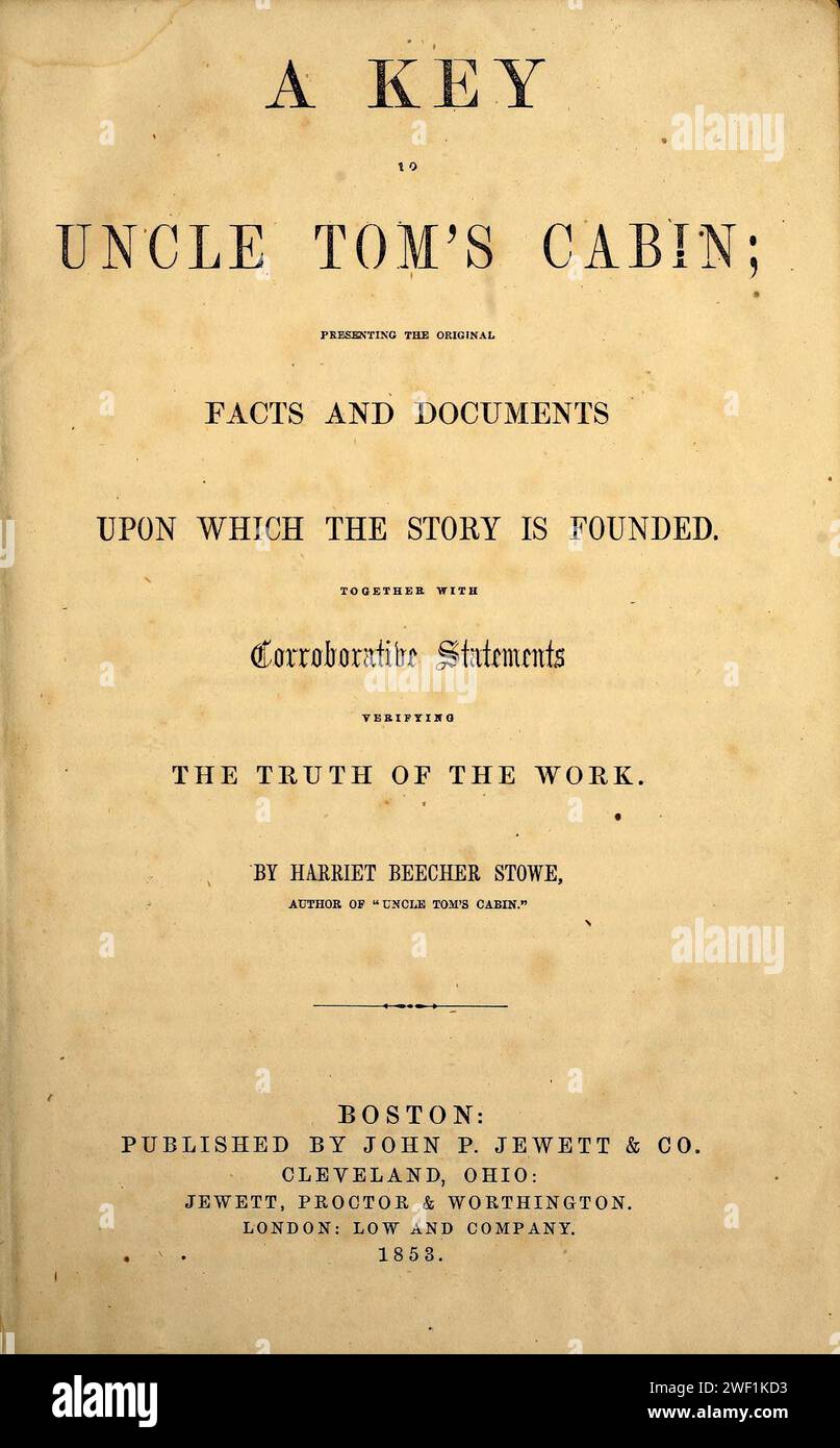 Archive dot org edition Key to Uncle Tom's Cabin cover title page table ...