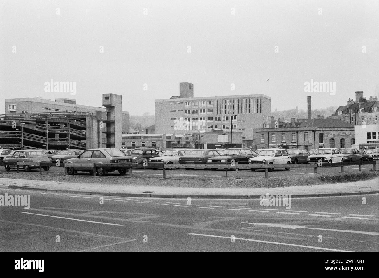 Avon Street car park with Bath College tower block, Bath, Avon around ...