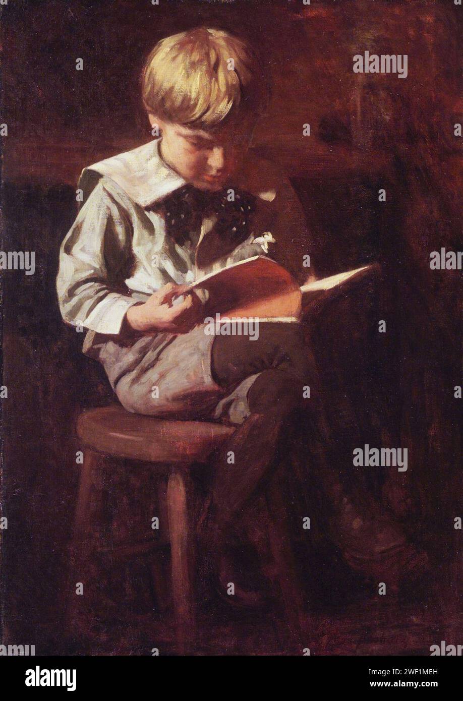 Boy Reading Ned Anshutz - Thomas Pollack Anshutz Stock Photo - Alamy