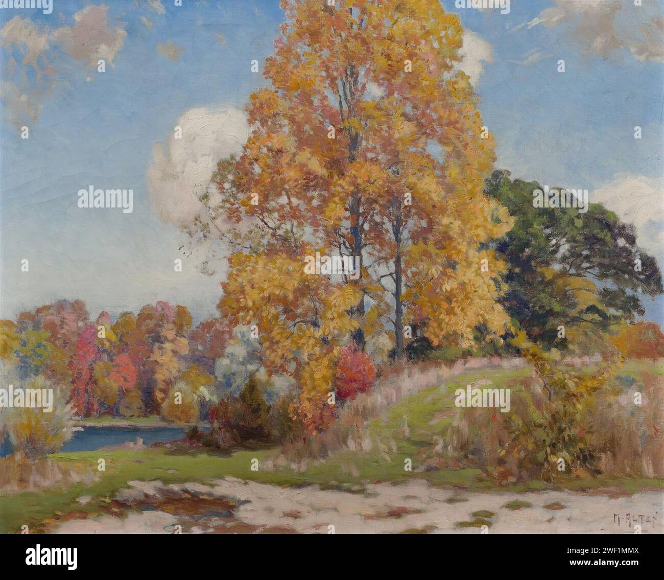 Early Autumn, Fisk Lake by Mathias Joseph Alten Stock Photo - Alamy