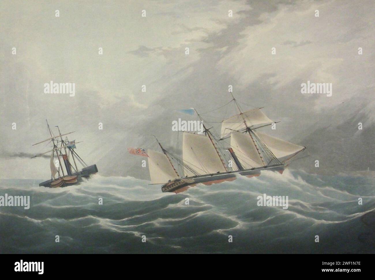 SS Archimedes under sail and steam Stock Photo - Alamy