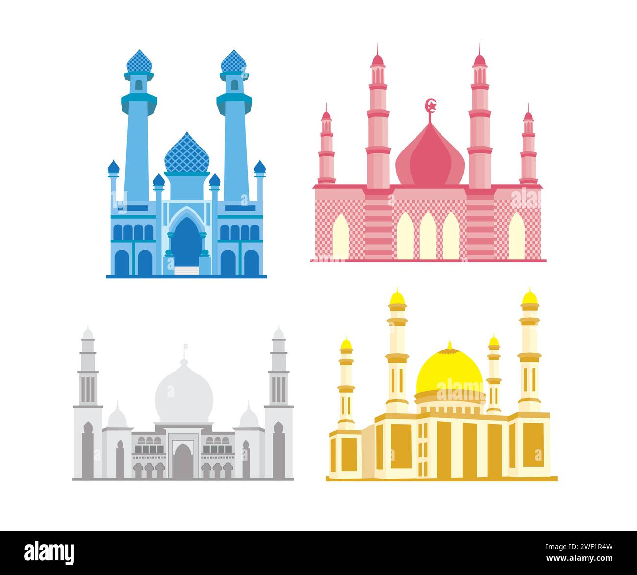 Religion buildings vector illustrations. Islamic mosque architectural ...