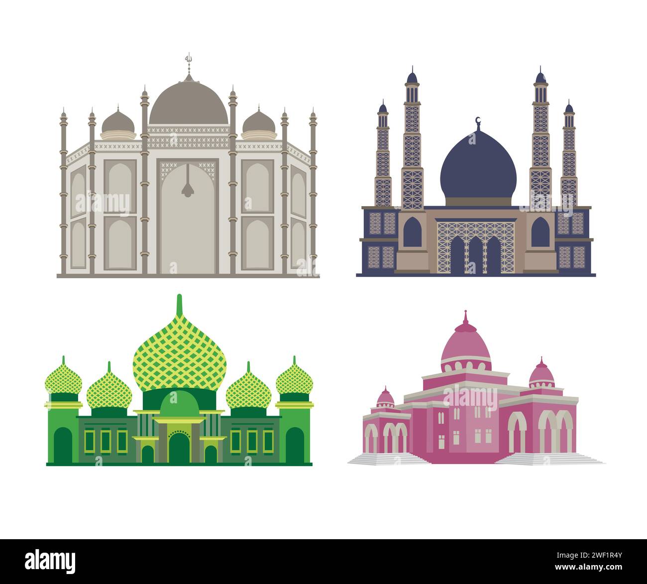 Religion buildings vector illustrations. Islamic mosque architectural ...