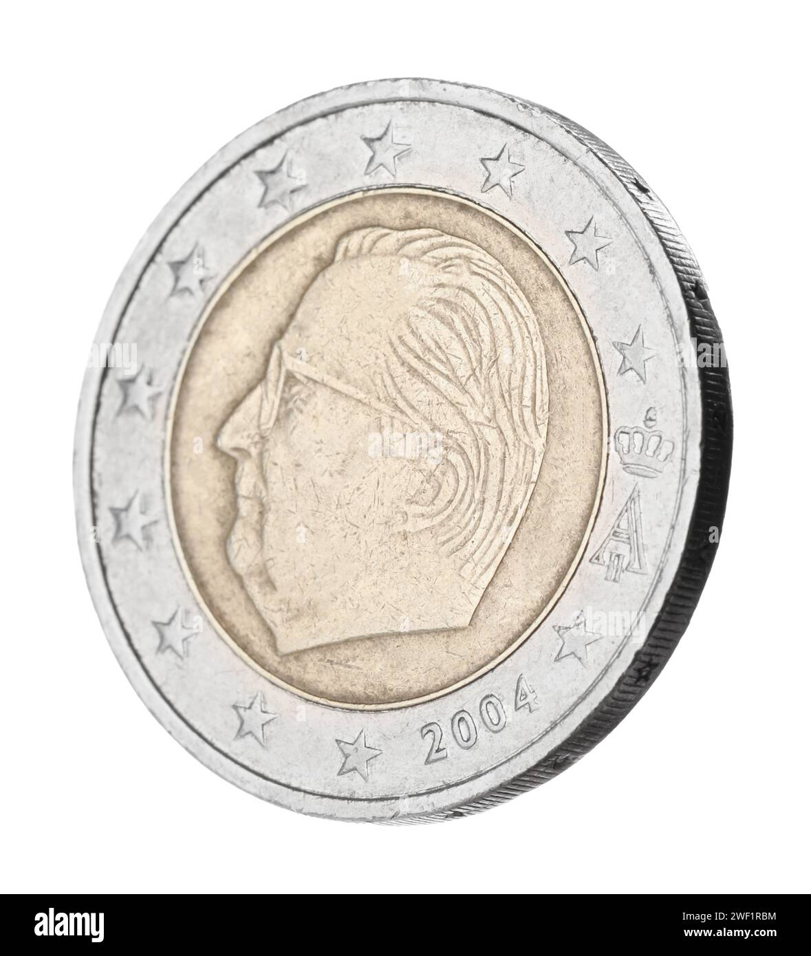 Shiny euro coin isolated on white, back view Stock Photo - Alamy
