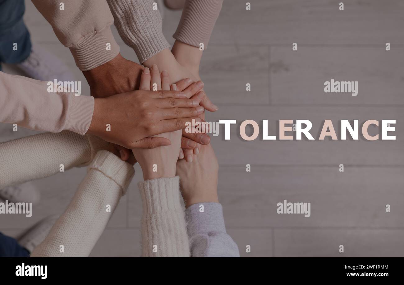 Tolerance, support and cooperation concept. Group of multiracial people ...