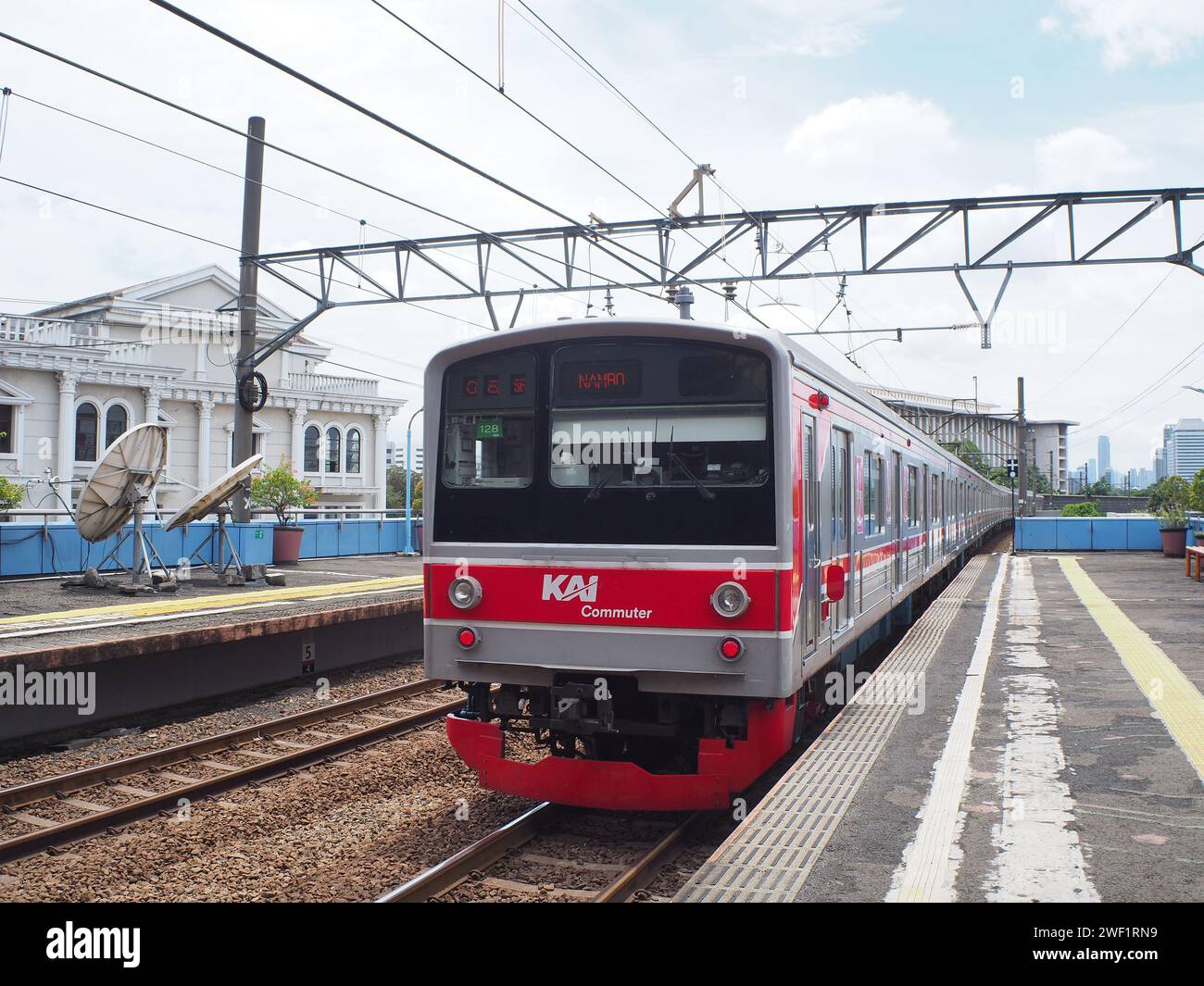 Commuter line, electric train PT. KAI in Juanda Train Station, with ...