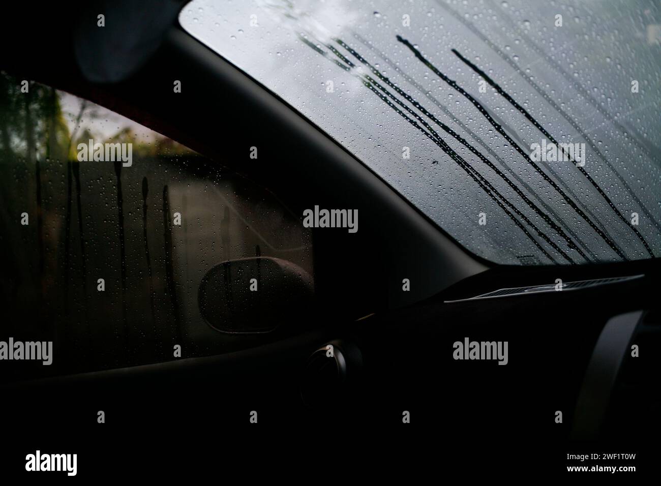 close-up view of sweaty car with dew all over windshield Stock Photo ...