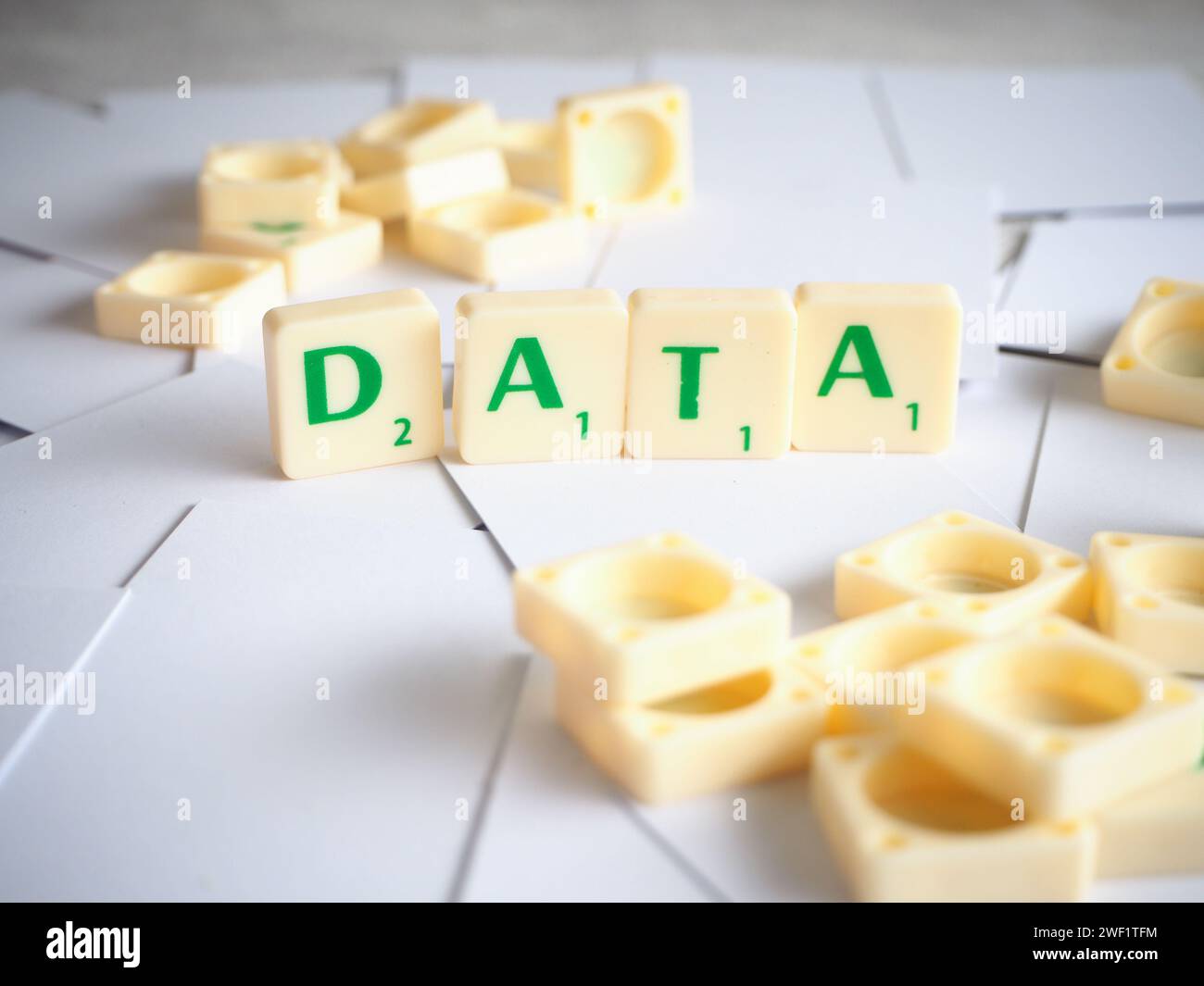 Scrabble letters spelling words DATA. DATA is facts and statistics ...