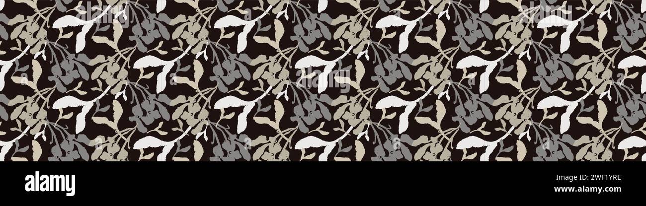 Masculine vector floral border with organic botanical shapes. Modern ...