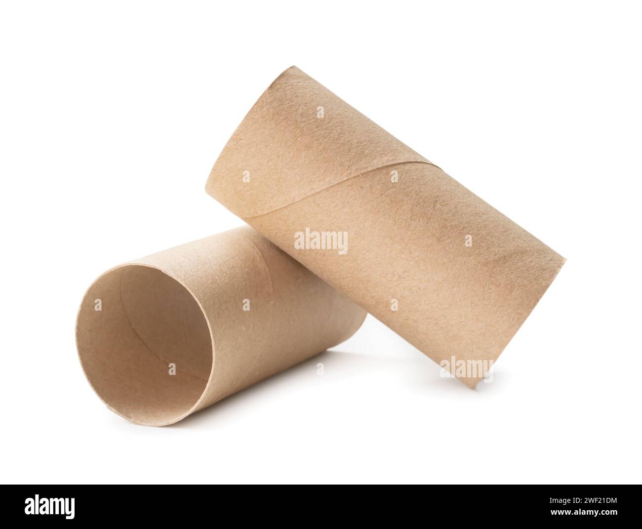 Front view of tissue paper core in stack or cross shape is isolated on ...