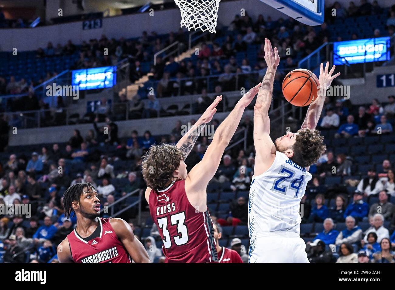 JANUARY 27, 2024: Saint Louis Billikens guard Gibson Jimerson (24) gets ...