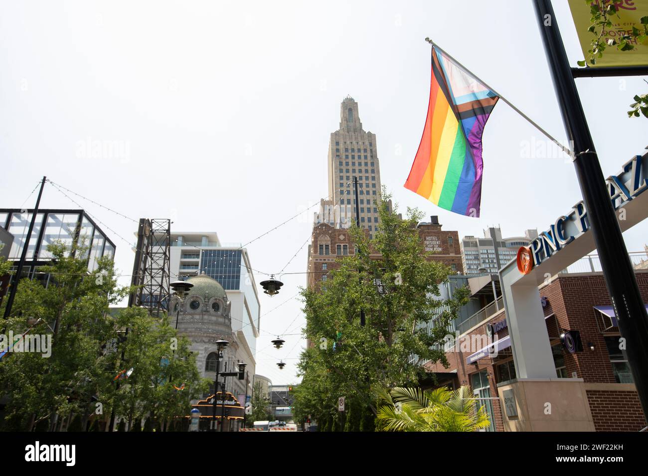 Kansas City, Missouri, USA - June 15, 2023: Afternoon light shines on a ...