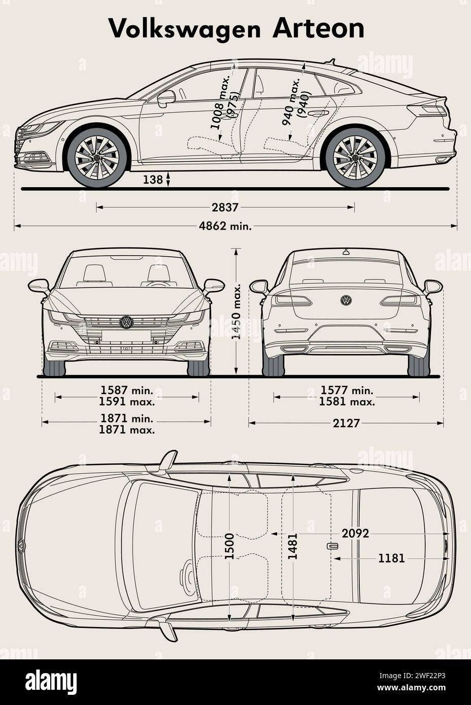 2020 VW Arteon car blueprint Stock Vector Image & Art - Alamy