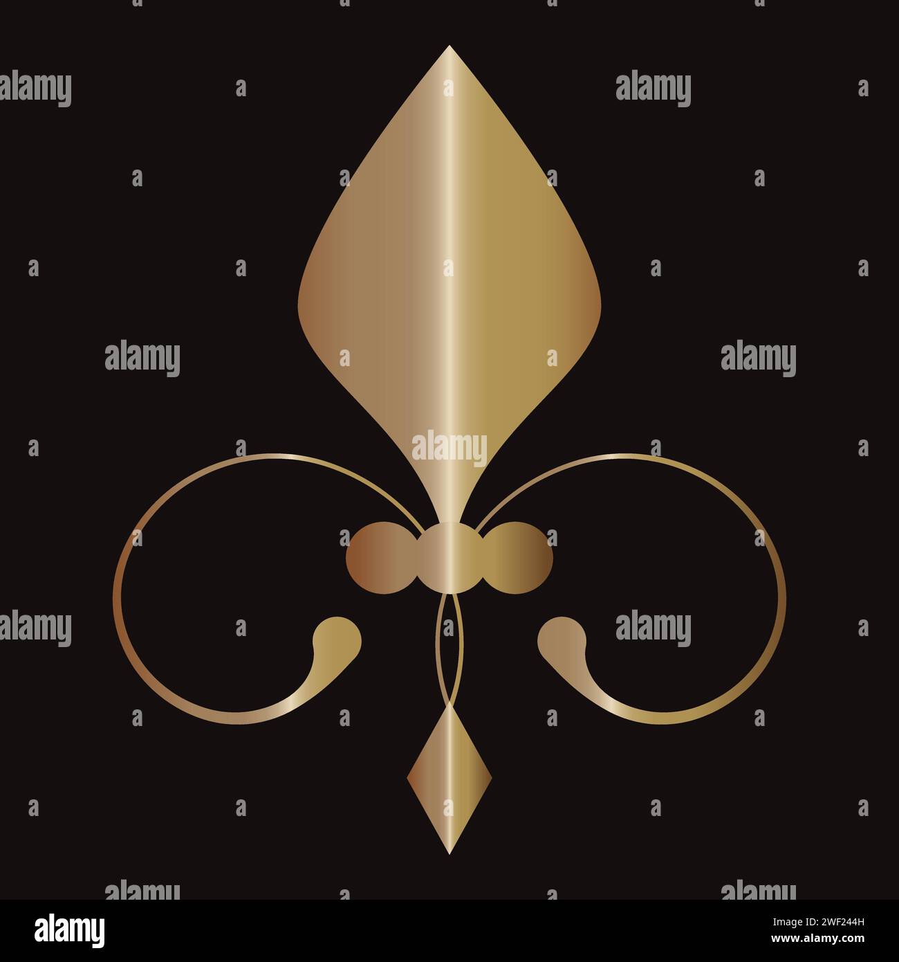 Fleur De Lis icon Royal French heraldic symbol Gold, metallic, outline ...