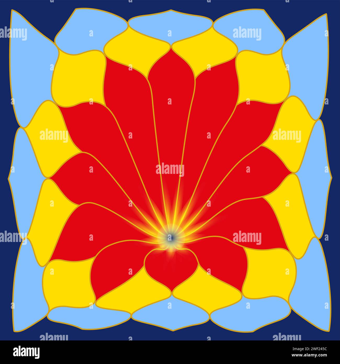 Mosaic Flower Stained Glass Window Kaleidoscope Pattern Vector