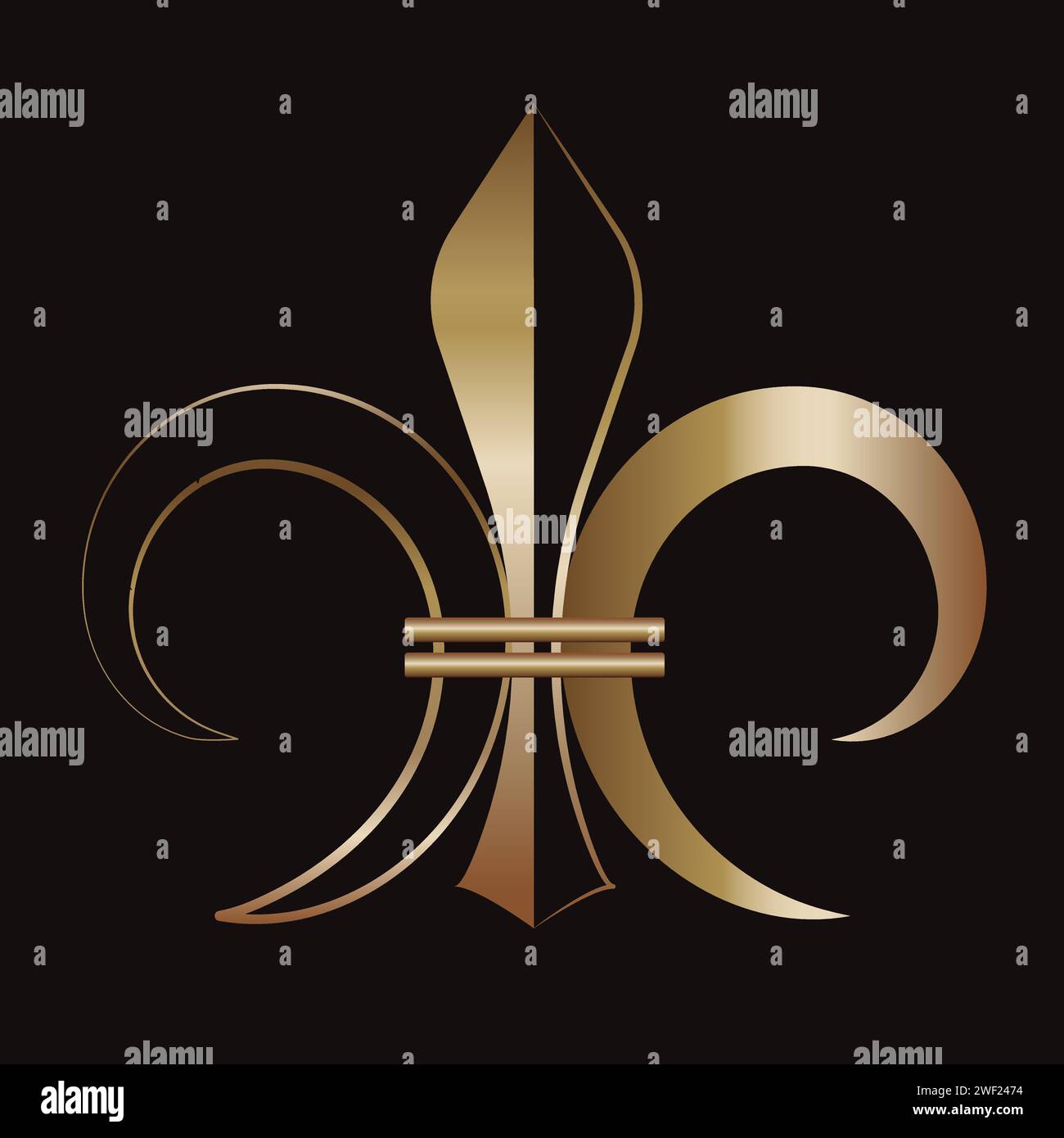 Fleur De Lis icon Royal French heraldic symbol Gold, metallic, outline ...