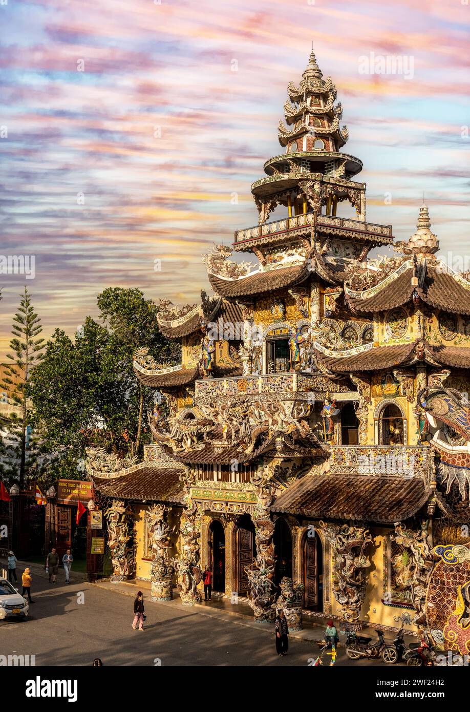 Da lat, Vietnam, 24 January 2024: intricate details of Linh Phuoc ...