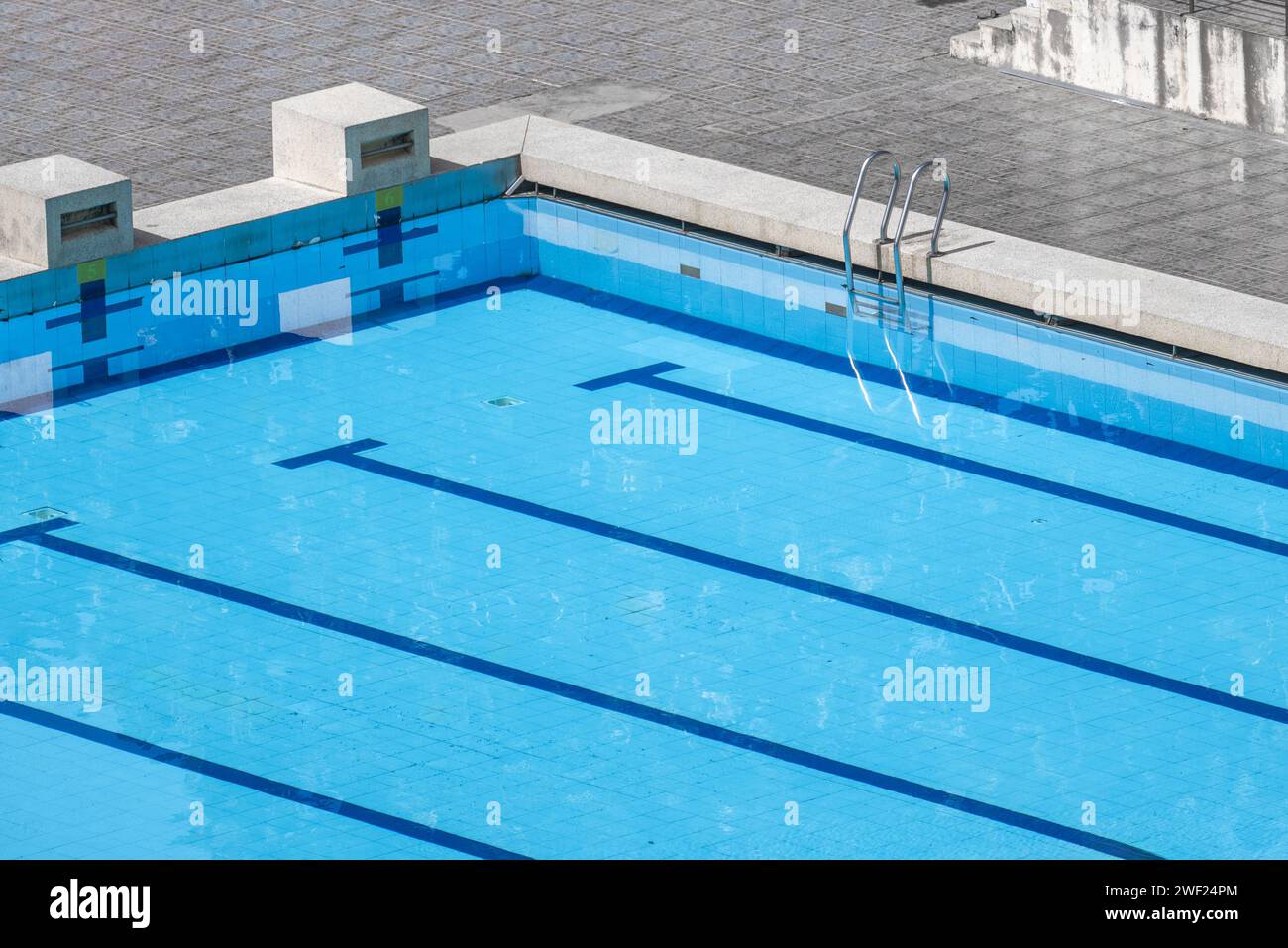 Top view swimming pool magnificent swimming pool comes into view, blue ...