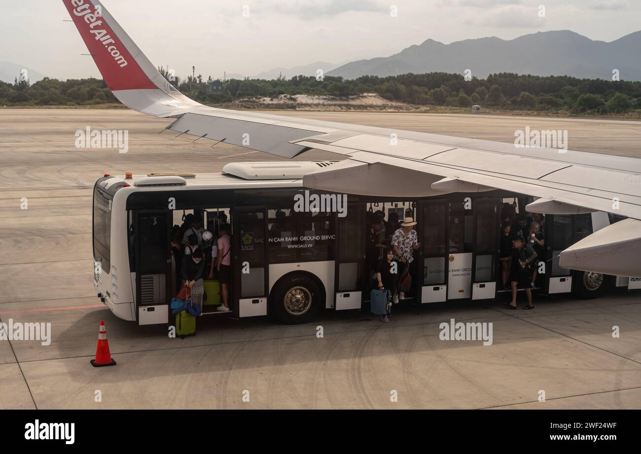 Bangkok, Thailand, 24 January 2024: Passengers exiting shuttle bus ...