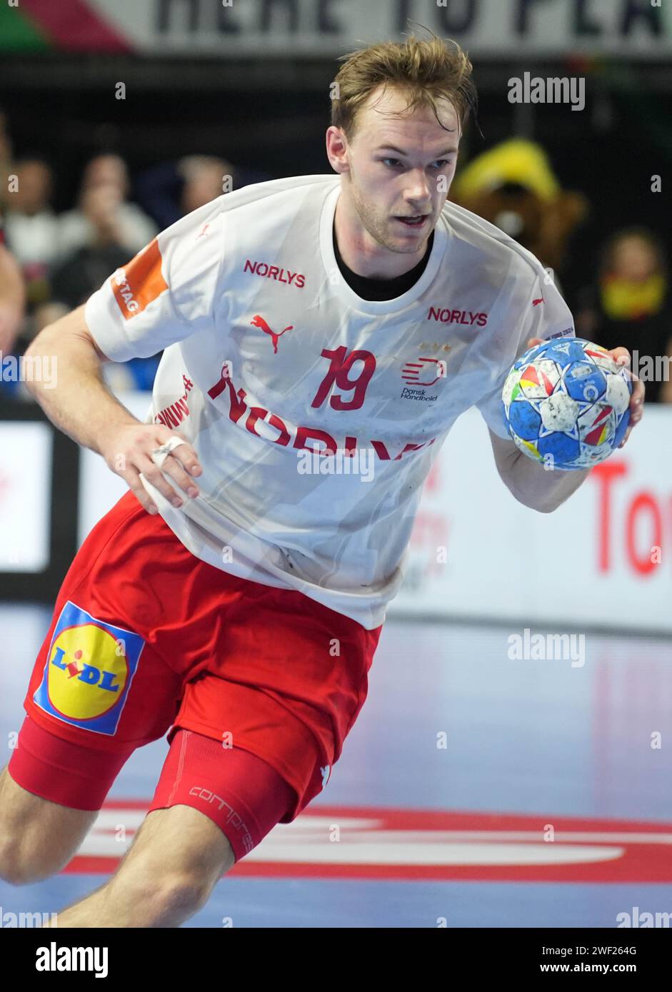 Cologne, Allemagne. 26th Jan, 2024. Mathias Gidsel of Denmark during ...