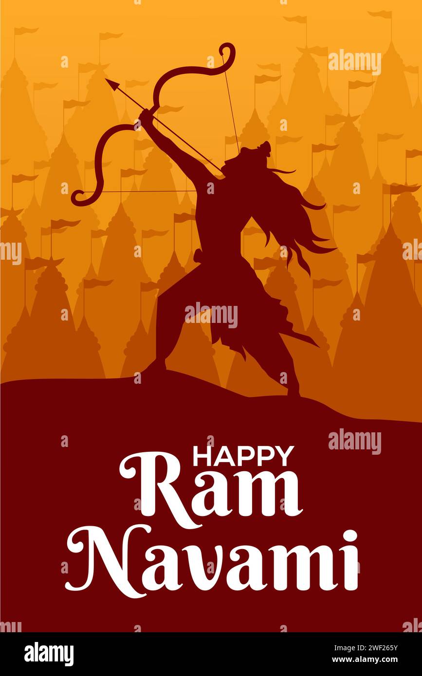 Happy Ram Navami Festival Vertical Banner Illustration Vector Stock