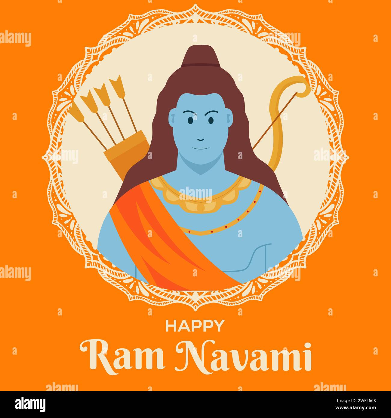 ram navami celebration illustration in flat vector design style Stock ...